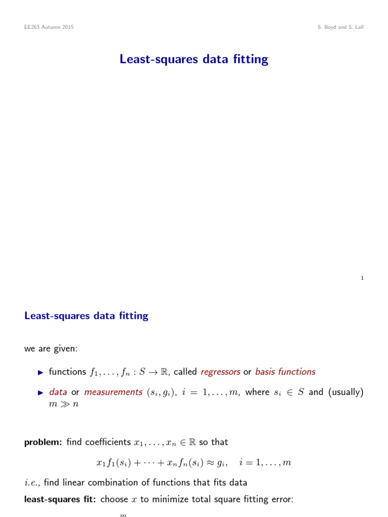 Least-Squares Data Fitting: EE263 Autumn 2015 S. Boyd and S. Lall | Download Free PDF | Ordinary ...
