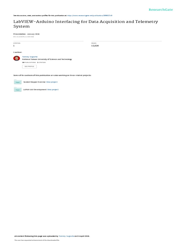 Labview-Arduino Interfacing For Data Acquisition and Telemetry System | PDF | Arduino | Data ...