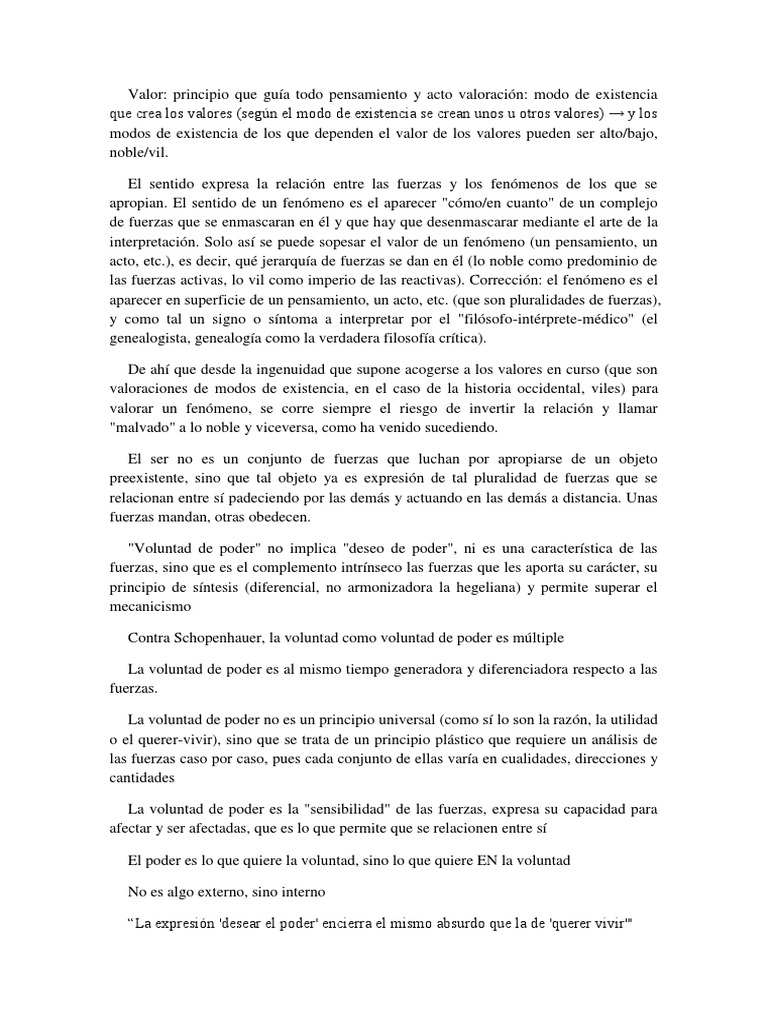 Resumen Voluntad de Poder | PDF | Friedrich Nietzsche | Georg Wilhelm ...