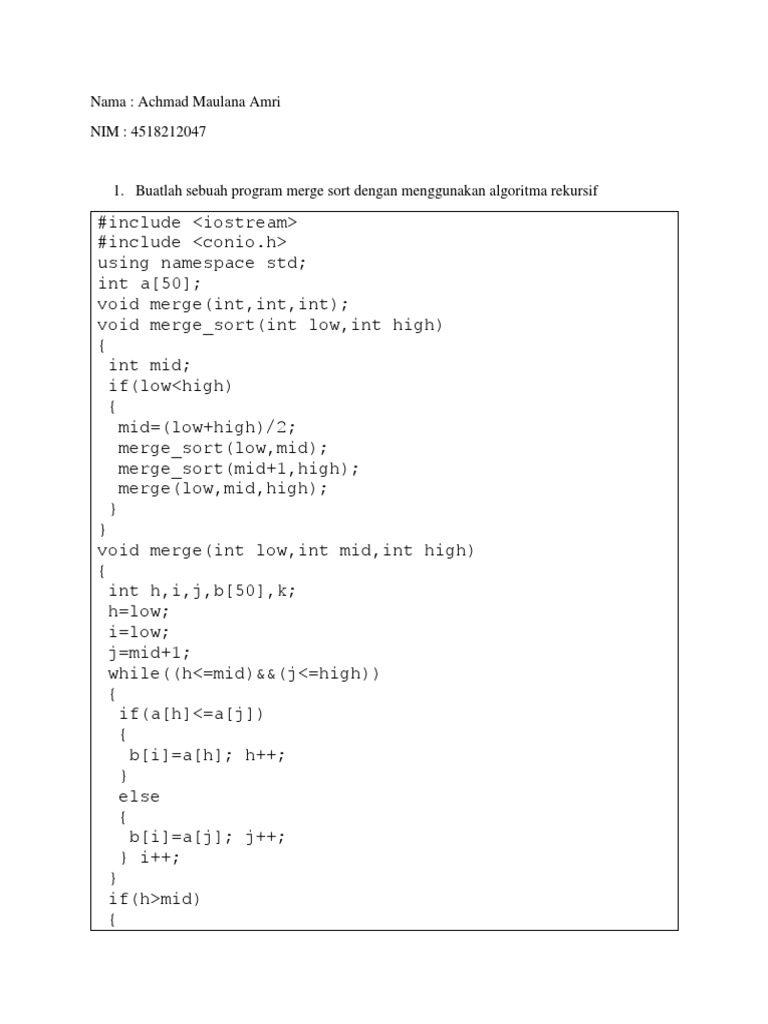 Contoh Algoritma Merge Sort Pdf