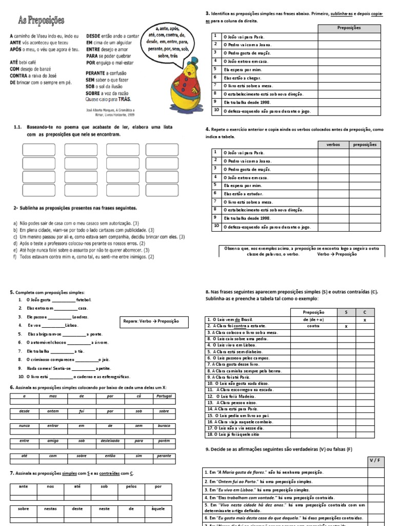 As Preposições | PDF | Preposição e posposição