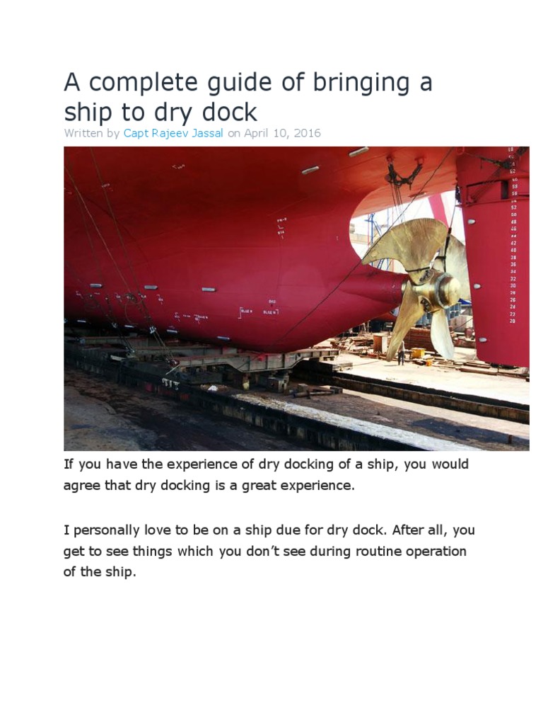 A Complete Guide of Bringing A Ship To Dry Dock | PDF | Ships | Tugboat