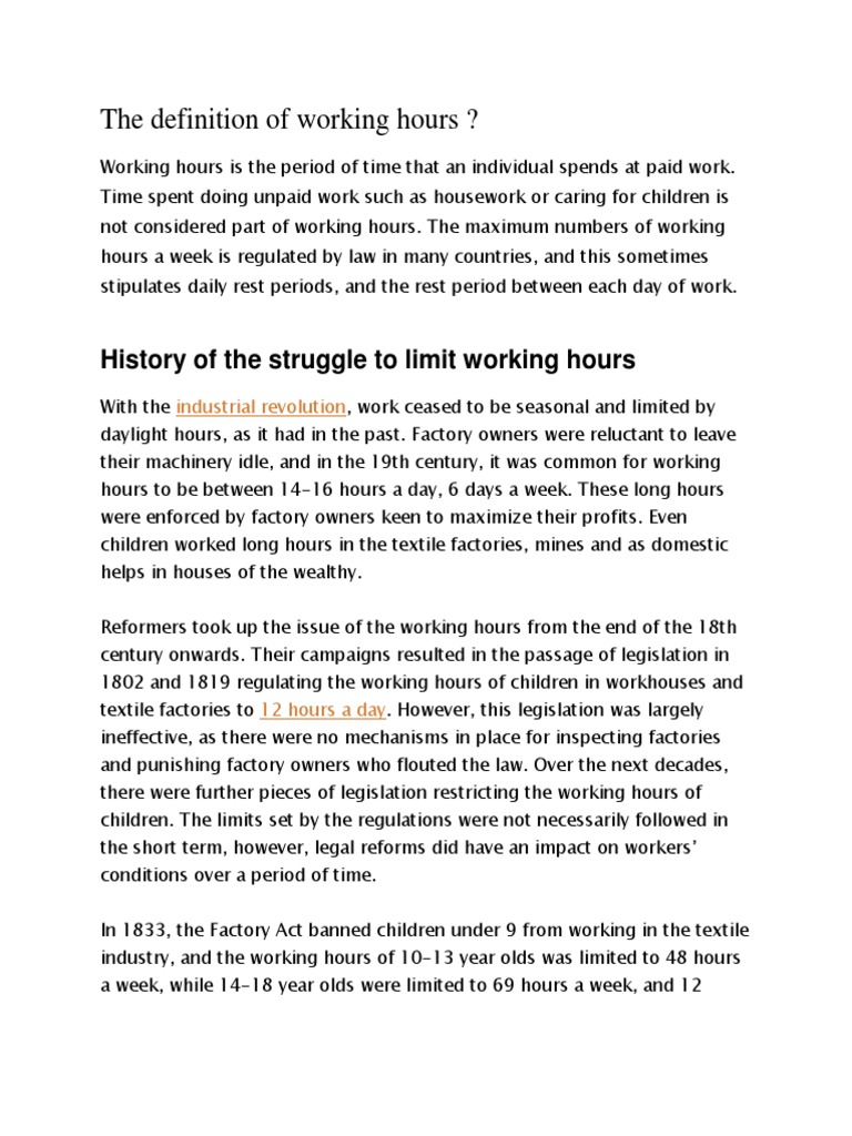 Understanding Working Hours Definition | PDF | Working Time | Working ...