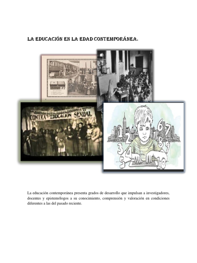 La Educación en La Edad Contemporánea | PDF | Maestros | Sicología