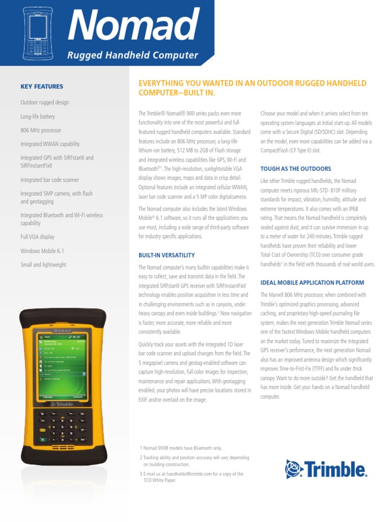 Nomad 900 Datasheet | PDF | Secure Digital | Mobile Device