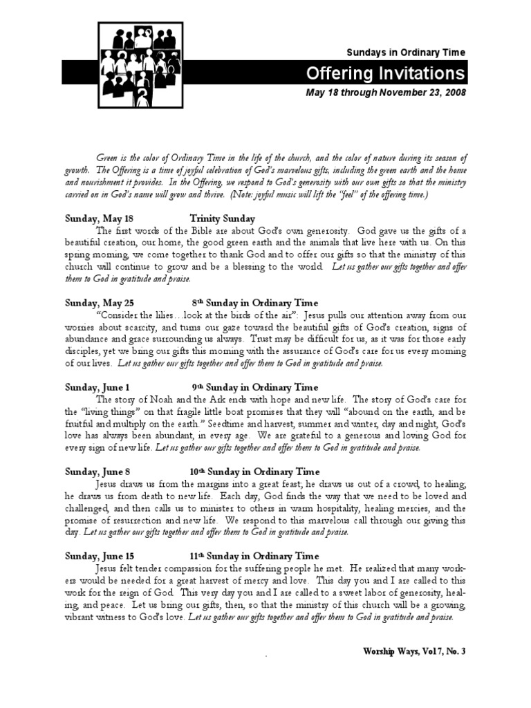 Offering Invitations: Sundays in Ordinary Time | Download Free PDF ...
