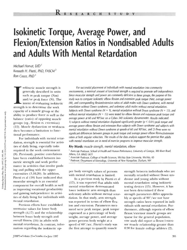 Isokinetic Torque, Flexion/Extension Average Ratios in Power, and ...