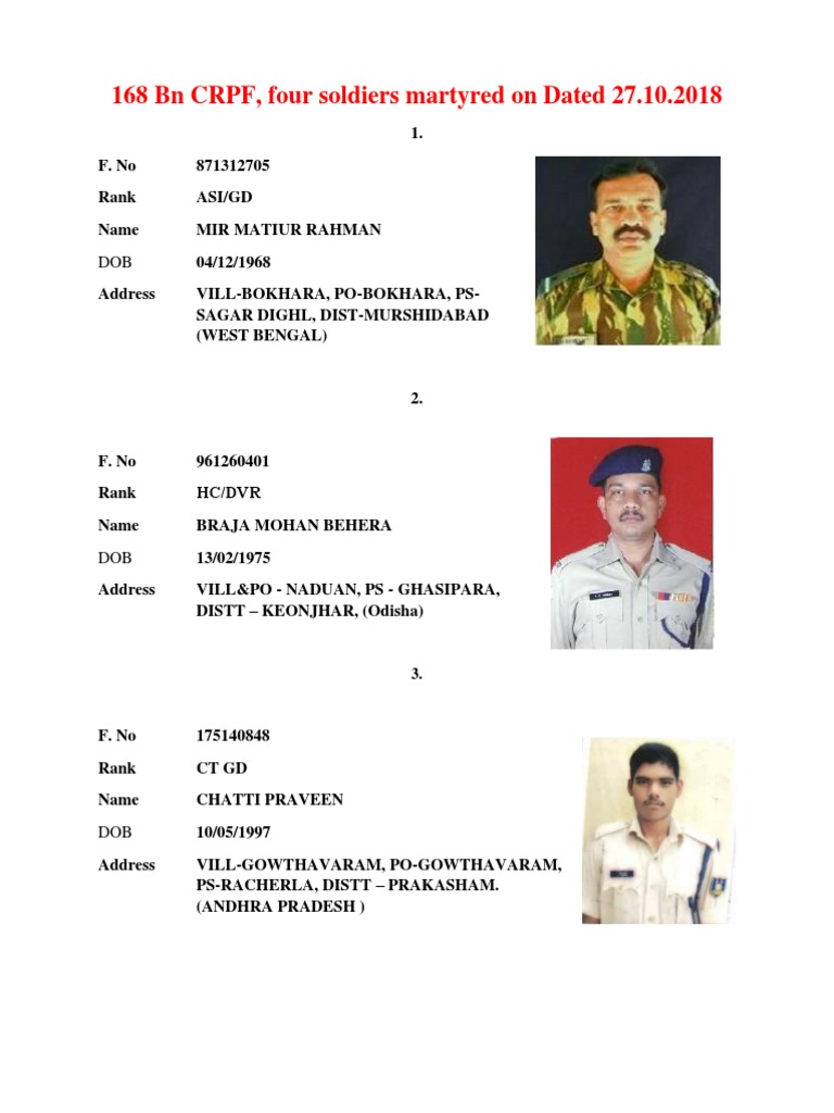 168 BN CRPF | PDF
