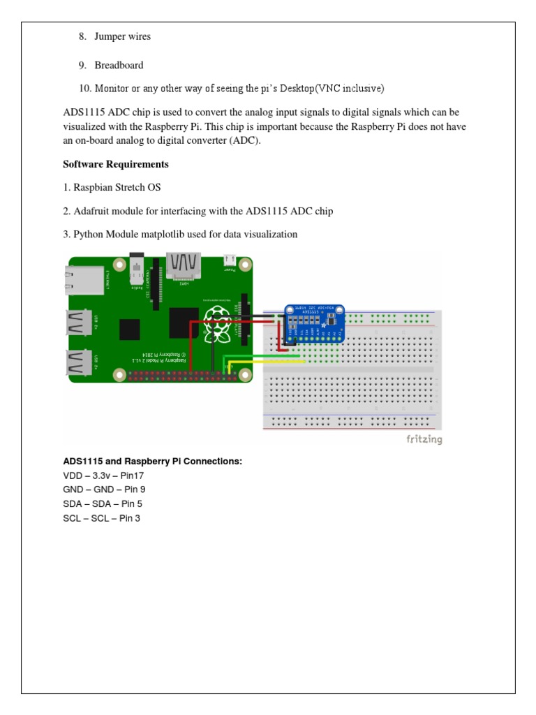 Software Requirements: ADS1115 and Raspberry Pi Connections | PDF