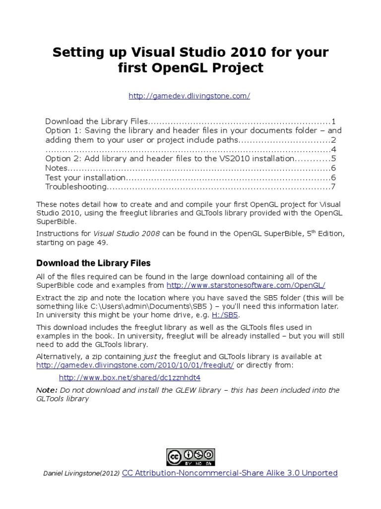 Setting Up Freeglut and GLTools Libraries - Visual Studio 2010 | PDF ...