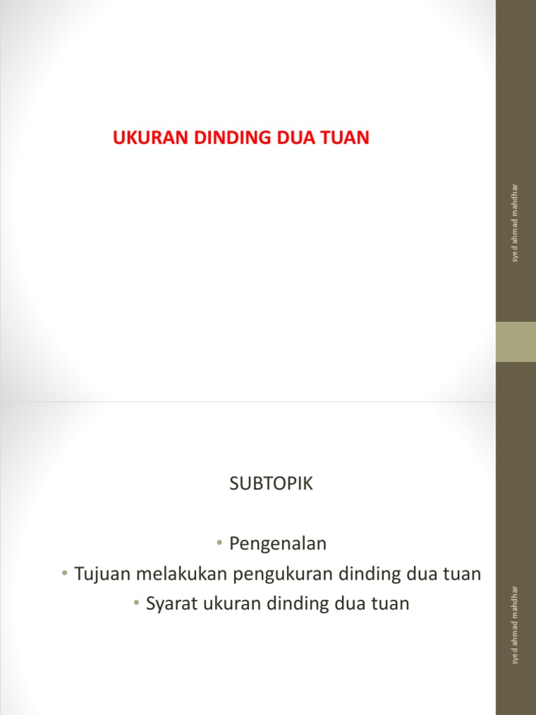 Ukur Dinding Dua Tuan | PDF