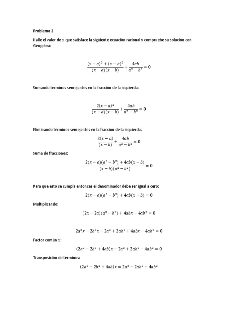 Ejercicios Algebra Con Geogebra | PDF | Fracción (Matemáticas) | Álgebra abstracta