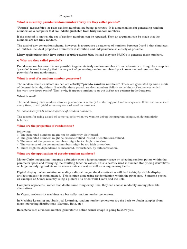 Exercises CHP 7 | PDF | Randomness | Subroutine