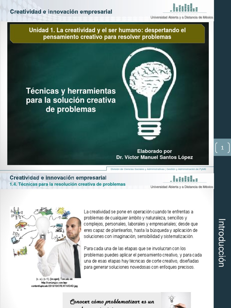 1.4. Tecnicas y Herramientas para La Solucion Creativa de Problemas ...