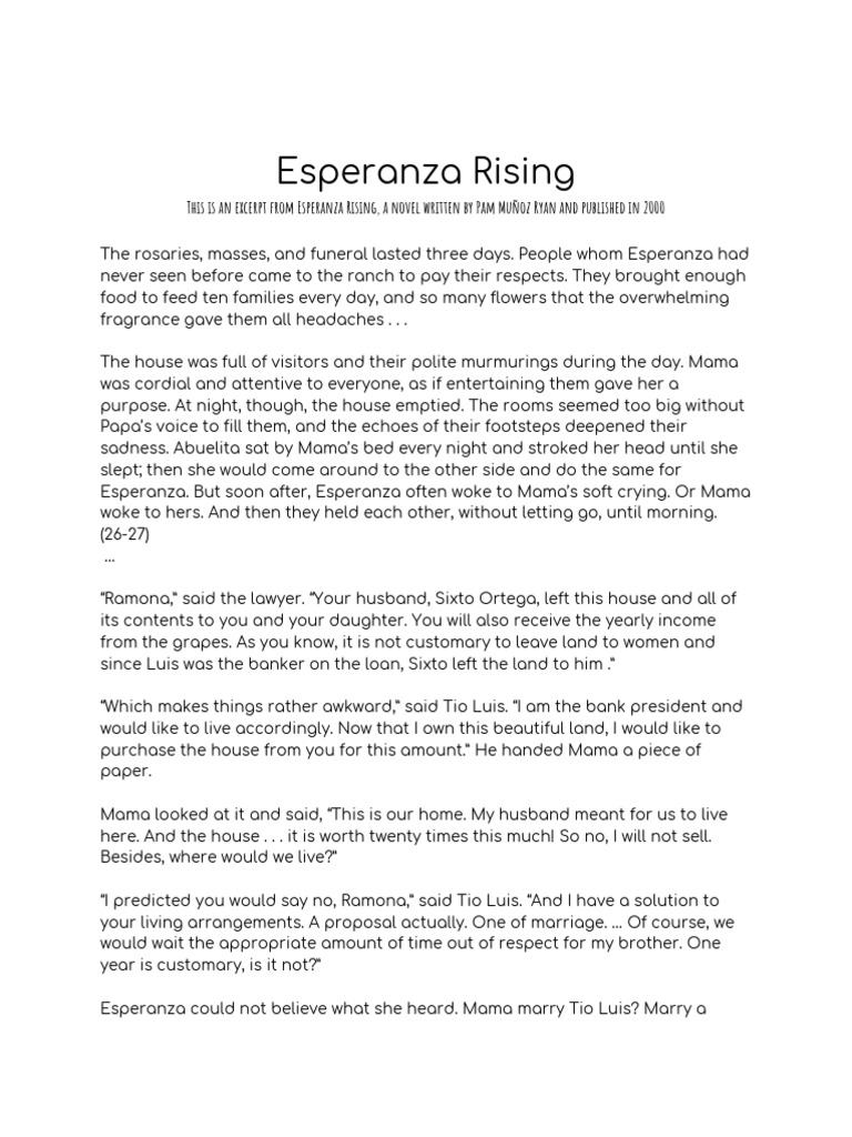 Esperanza Rising Excerpt | PDF