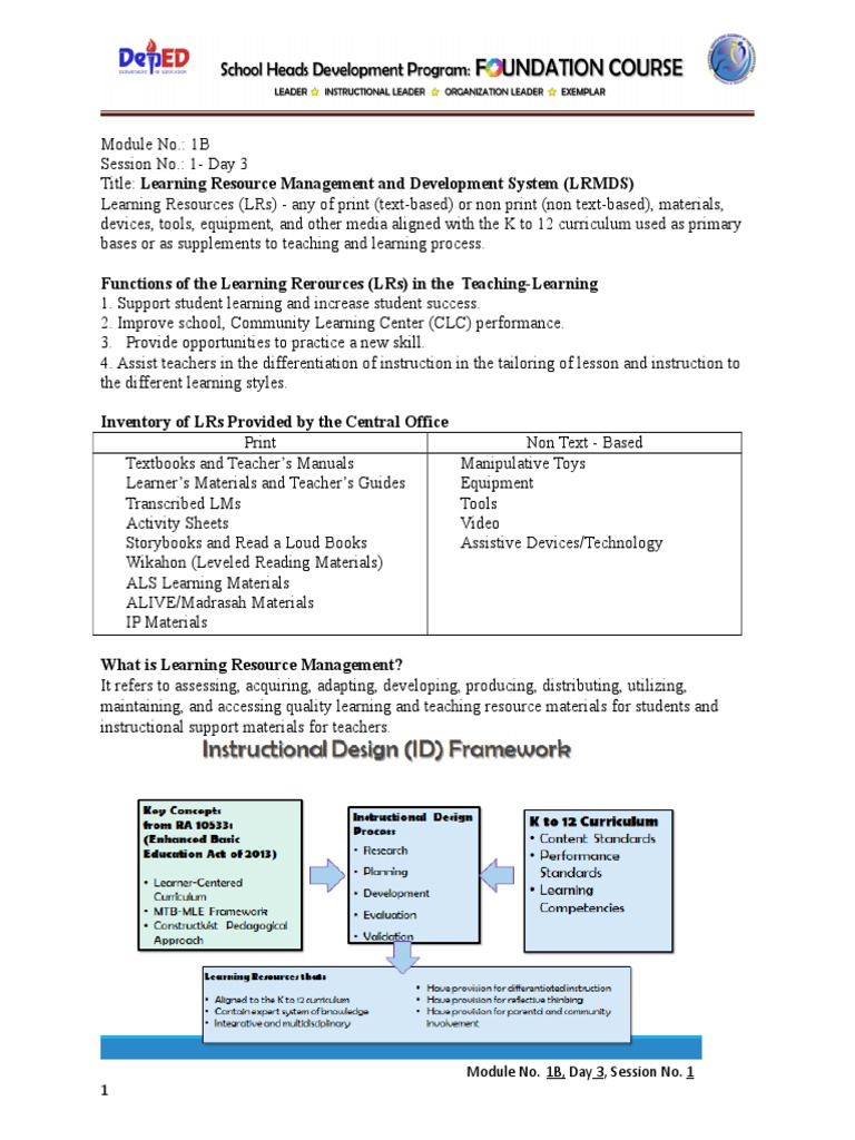 LRMDS Handouts | PDF | Learning | Teachers