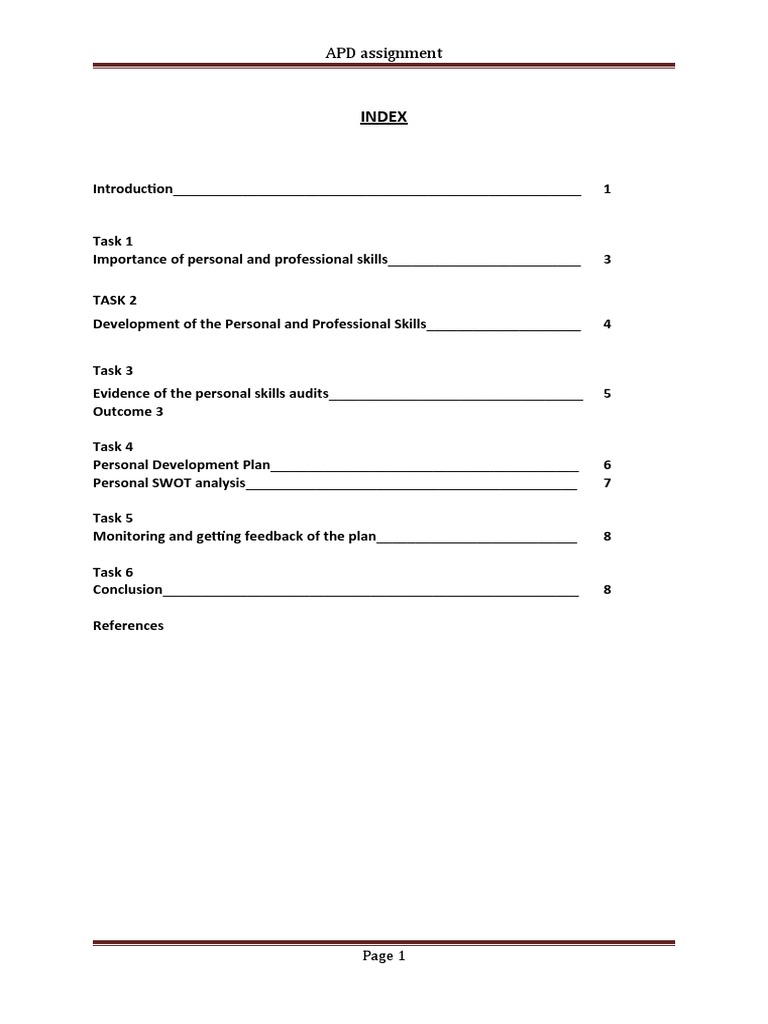 Index: APD Assignment | PDF | Goal | Evaluation