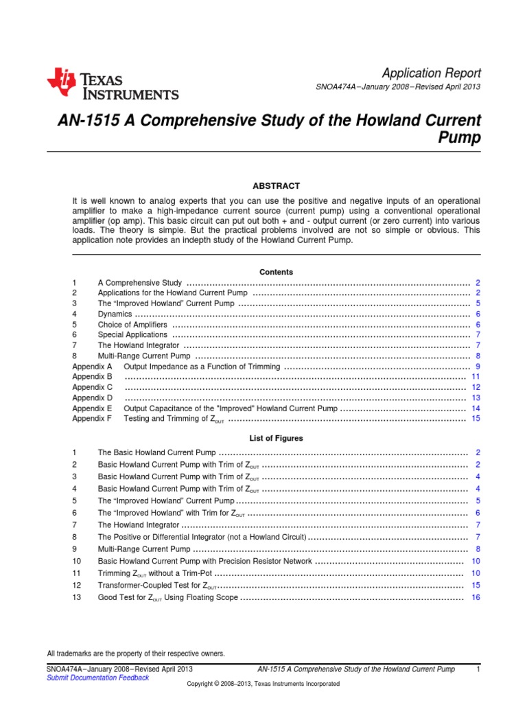 A Comprehensive Study of The Howland Current Pump Snoa474a PDF | PDF ...
