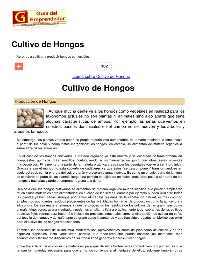 Enviando Cultivo Y Produccion De Hongos Cultivar Hongos Com Pdf