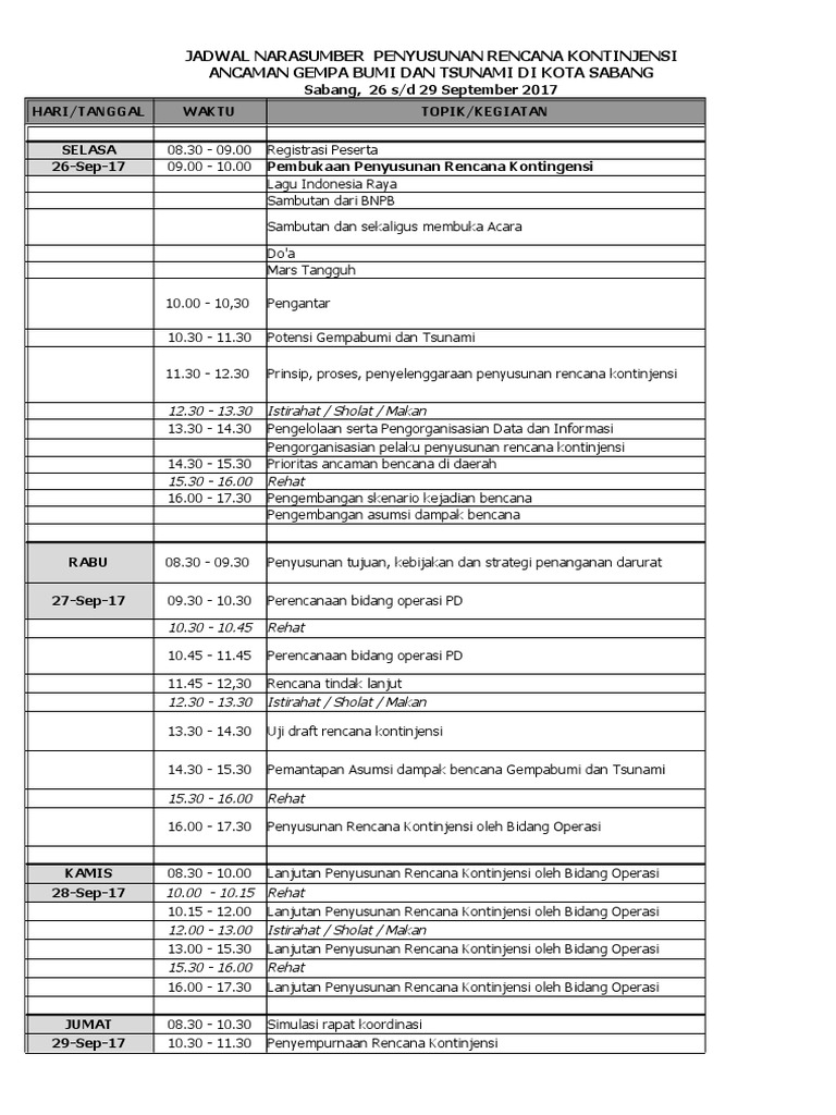 Contoh Jadwal Workshop Subang | PDF