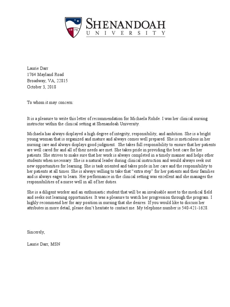 Letter of Recommendation Darr | PDF