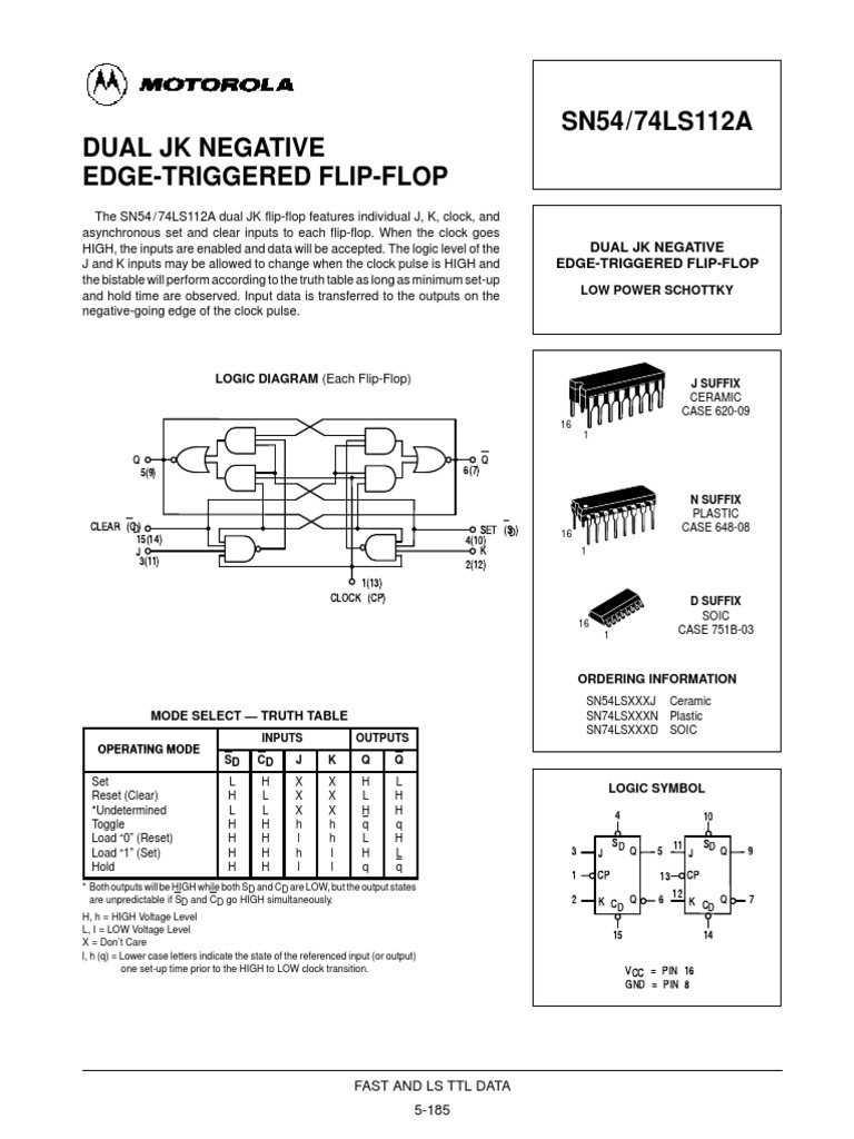 74LS112 | PDF | Electronic Design | Digital Electronics