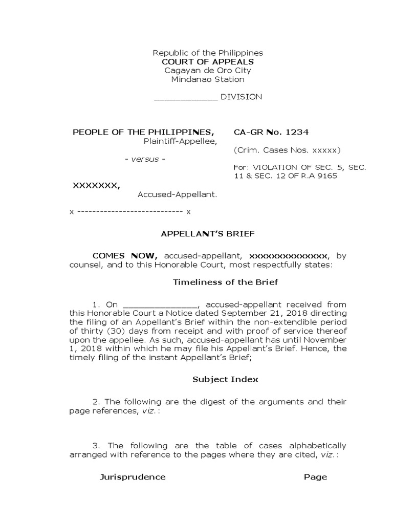 Appellate Brief Template Word Fill Online Printable
