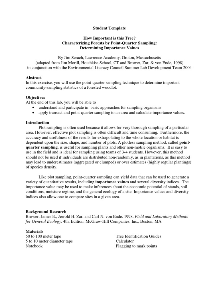 Sampling Ecology Pdf Sampling Statistics Science