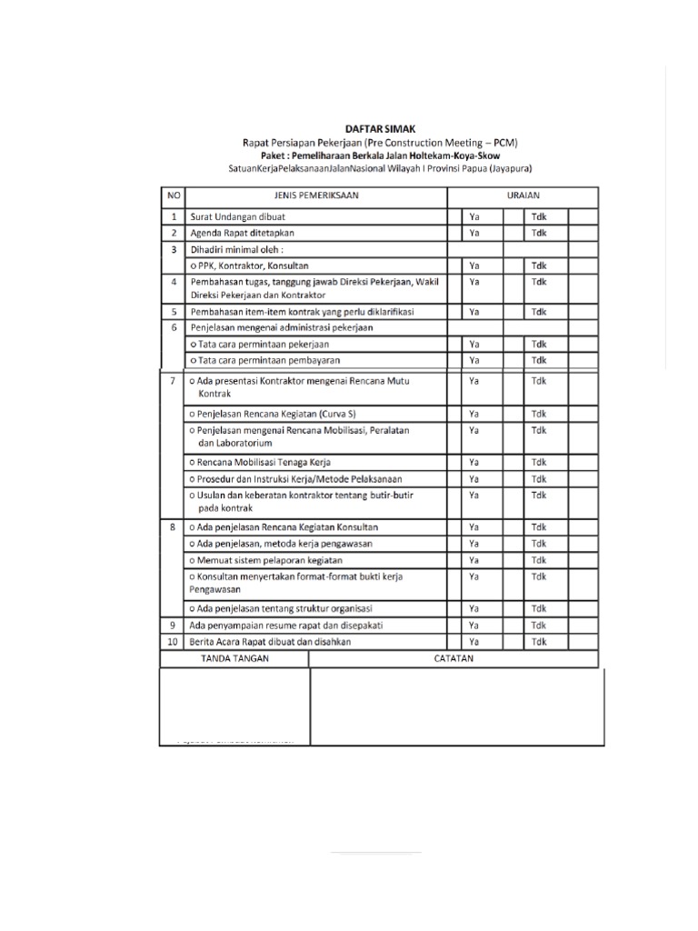 Contoh Daftar Simak | PDF