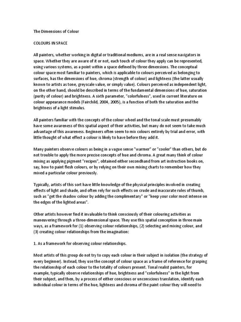 The Dimensions of Colour | PDF | Color | Experimental Psychology
