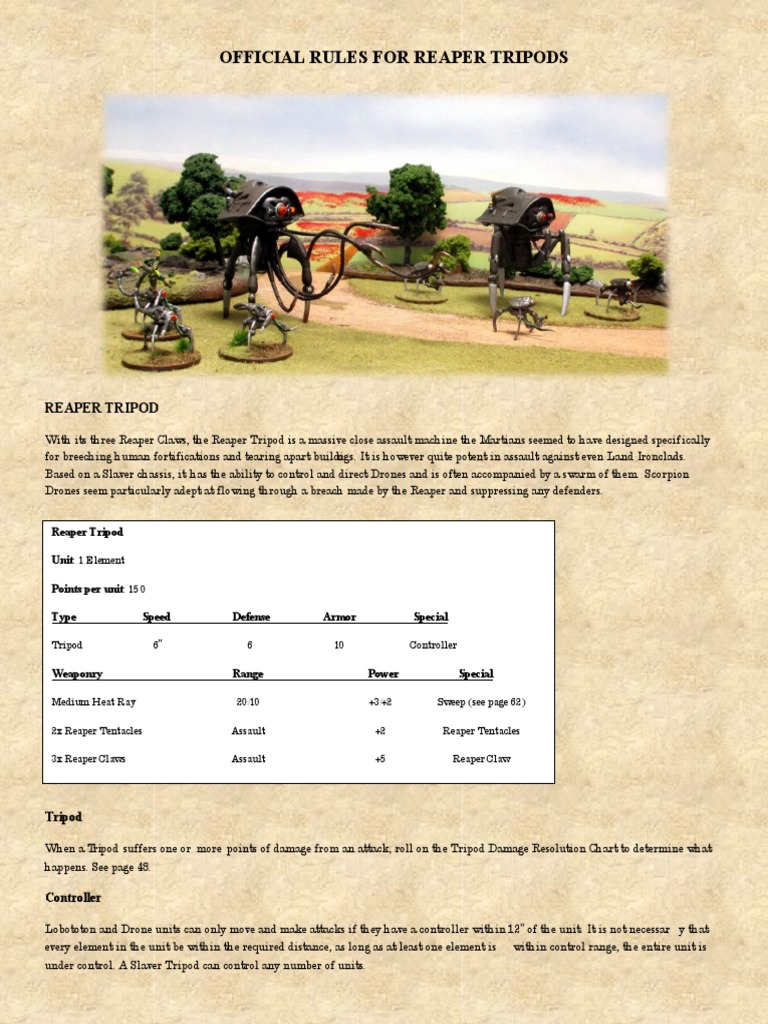 Official Rules For Reaper Tripods | PDF