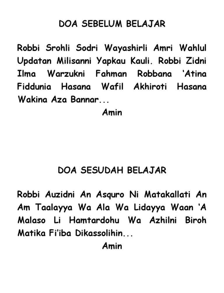 Doa Sebelum Belajar | PDF