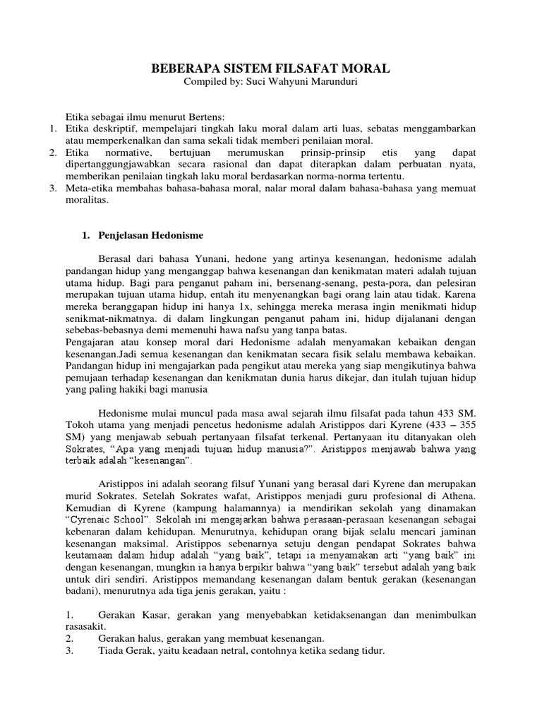 Beberapa Sistem Filsafat Moral Penjelasan | PDF Beberapa Sistem Filsafat Moral Penjelasan | PDF
