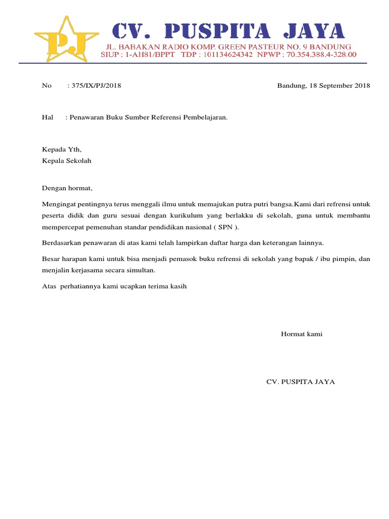 Penawaran Buku Pembelajaran CV Puspita | PDF
