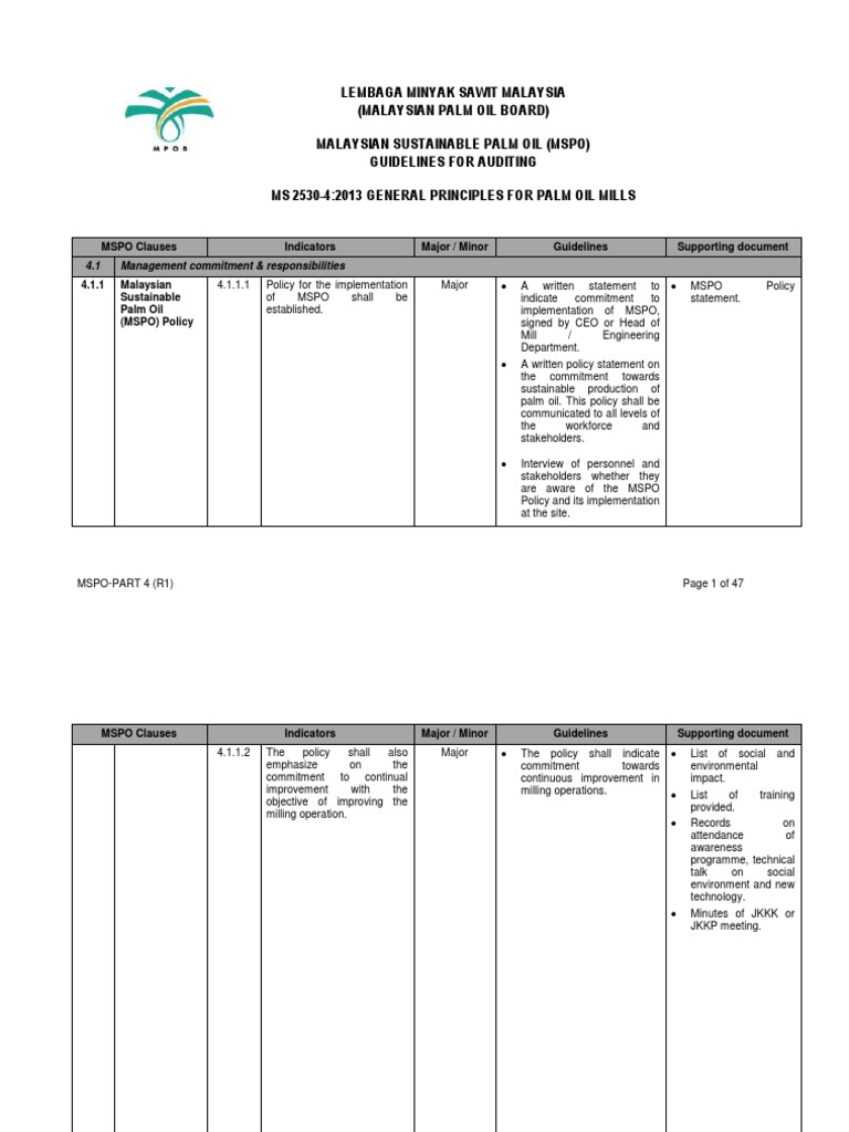 MSPO Guidance Part 4 030316 Edited | PDF | Internal Audit | Audit