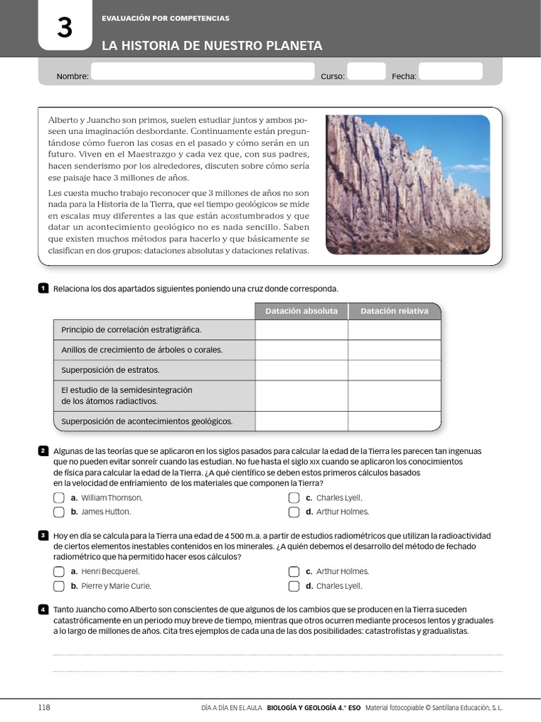 UD3 LaHistoriadelaTierra 4 EvaluacionporCompetencias | PDF | Fósil ...