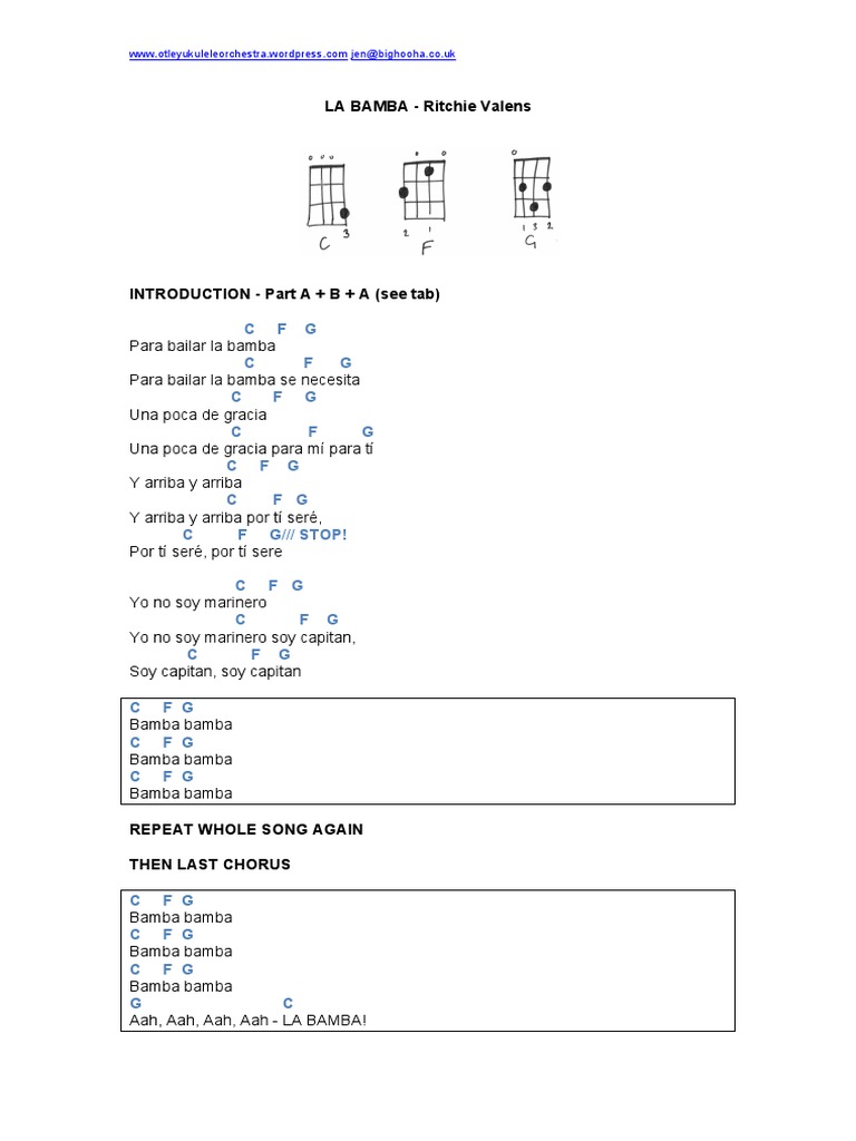La Bamba Chords | PDF | La Bamba (Canción) | Entretenimiento (general)