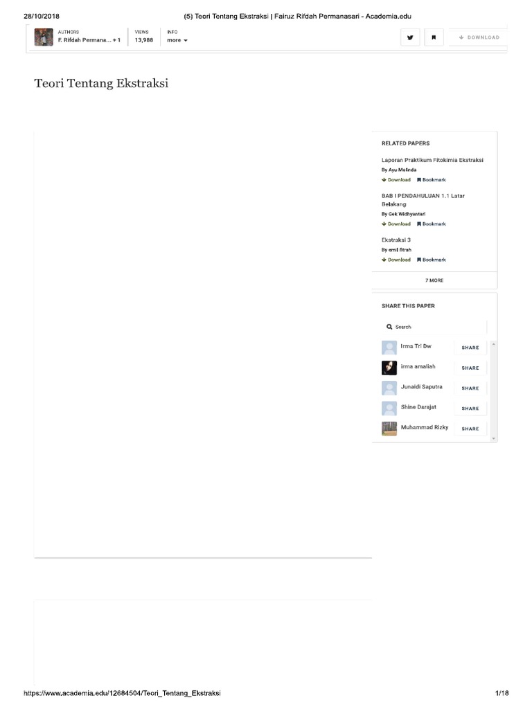Teori Tentang Ekstraksi - Fairuz Rifdah Permanasari - Academia - Edu2 | PDF