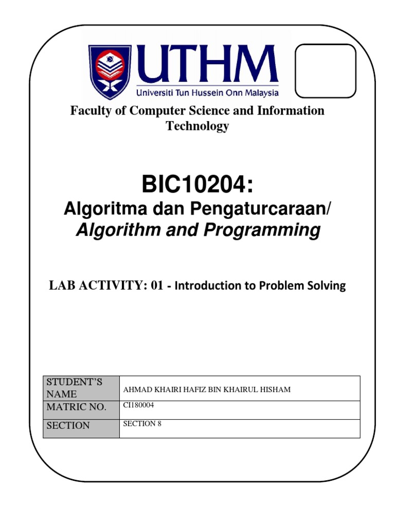 Ci180004 Lab01 | PDF | Algorithms | Computer Engineering