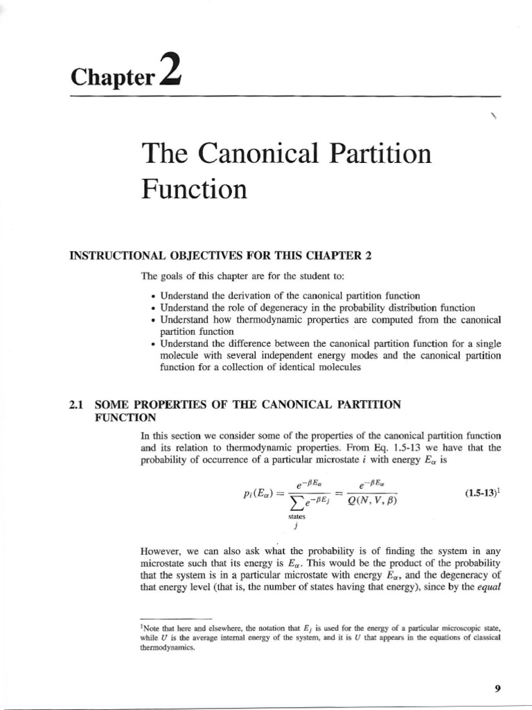 Chapter-2 The Canonical Partition Function | PDF
