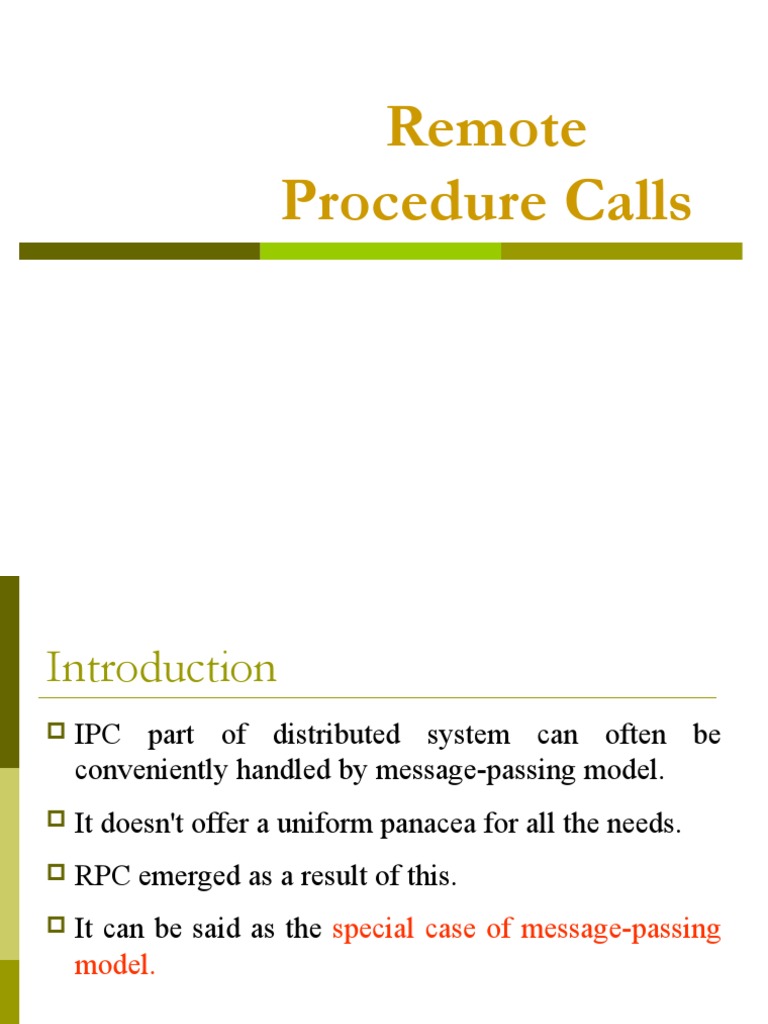 Remote Procedure Calls | PDF | Message Passing | Server (Computing)