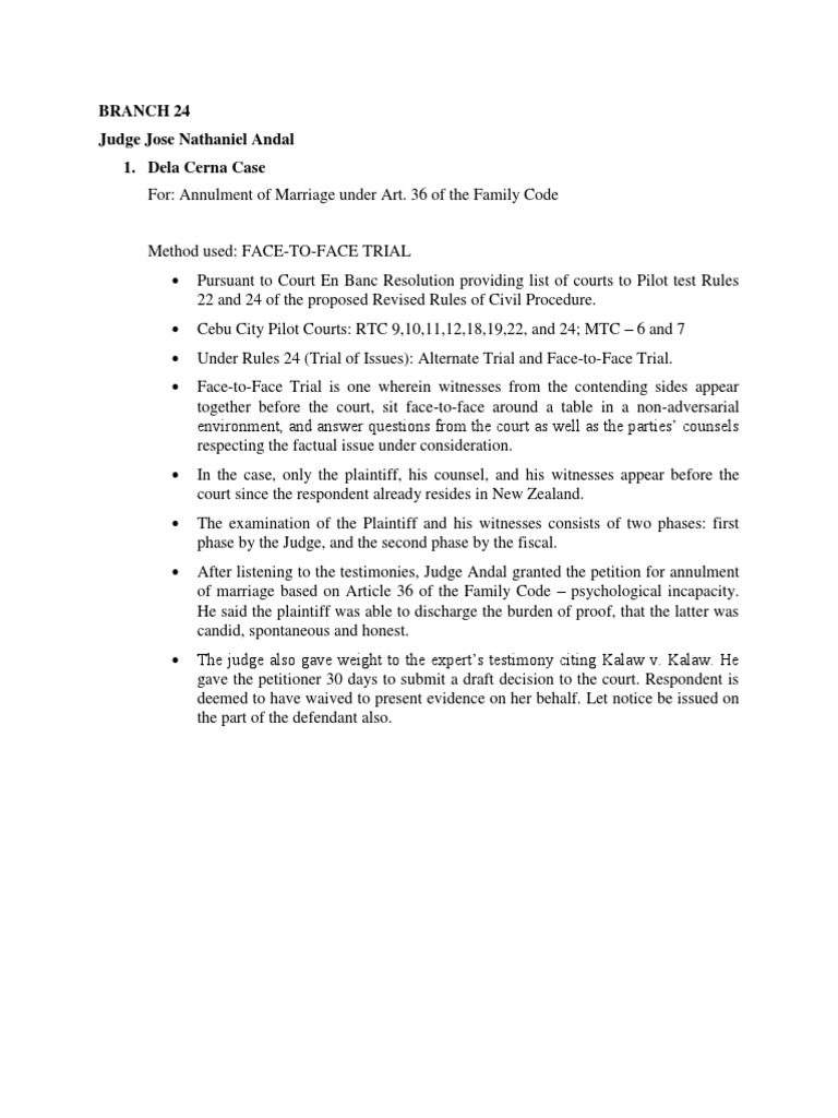 Branch 24 Judge Jose Nathaniel Andal 1. Dela Cerna Case | PDF