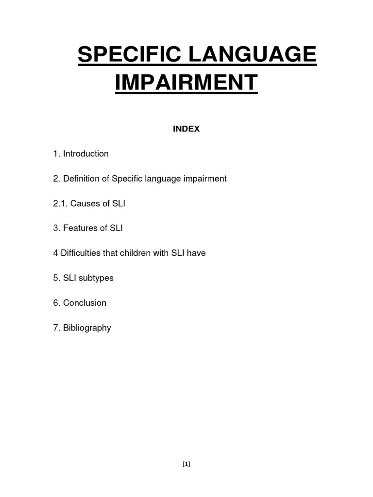 Specific Language Impairment | PDF | Speech | Word