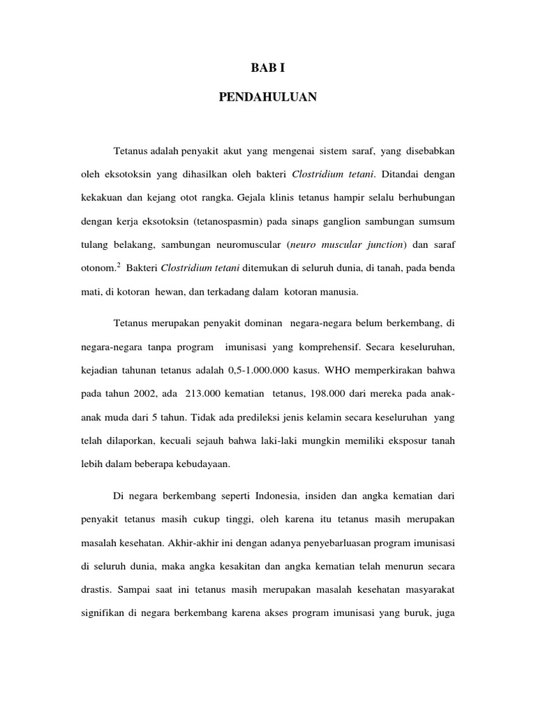 Tetanus: Penyebab, Gejala, dan Penanganan | PDF