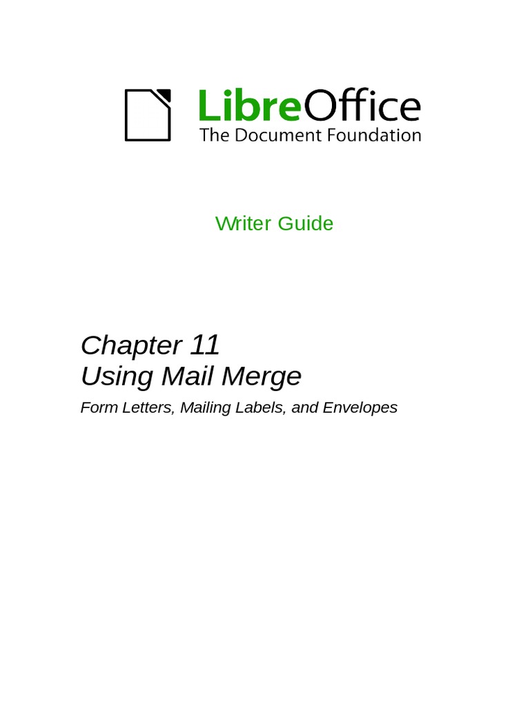 Using Mail Merge: Writer Guide | PDF | Comma Separated Values | Envelope