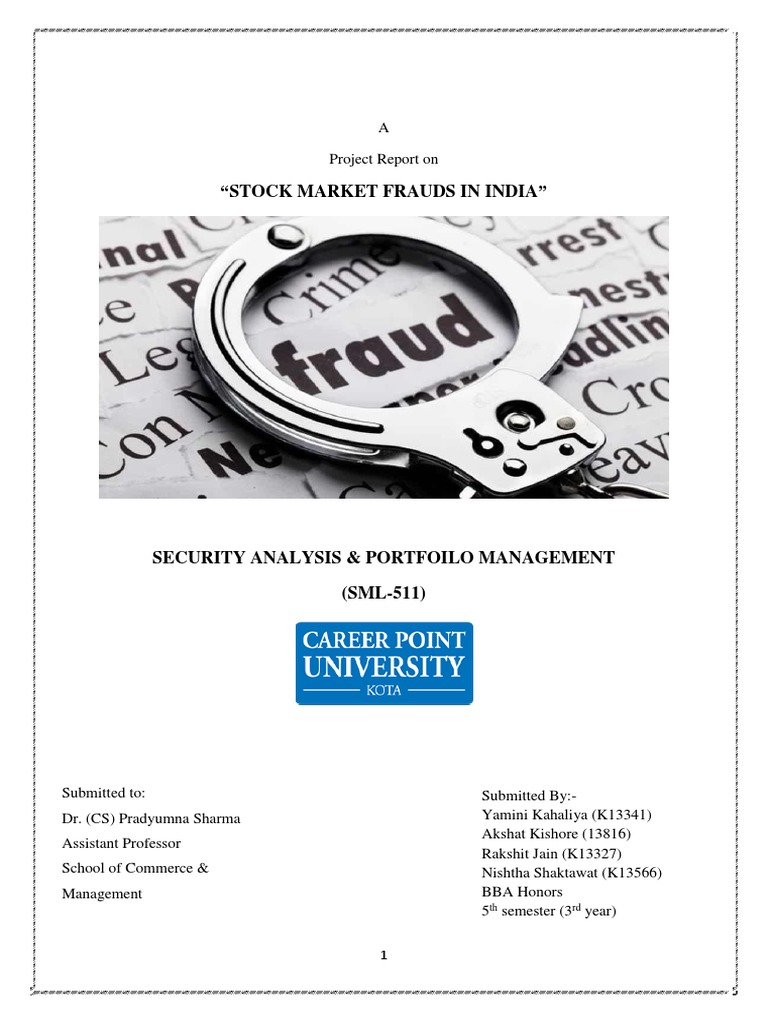 Stock Market Frauds in India: A Study | PDF | Securities Fraud | Stocks