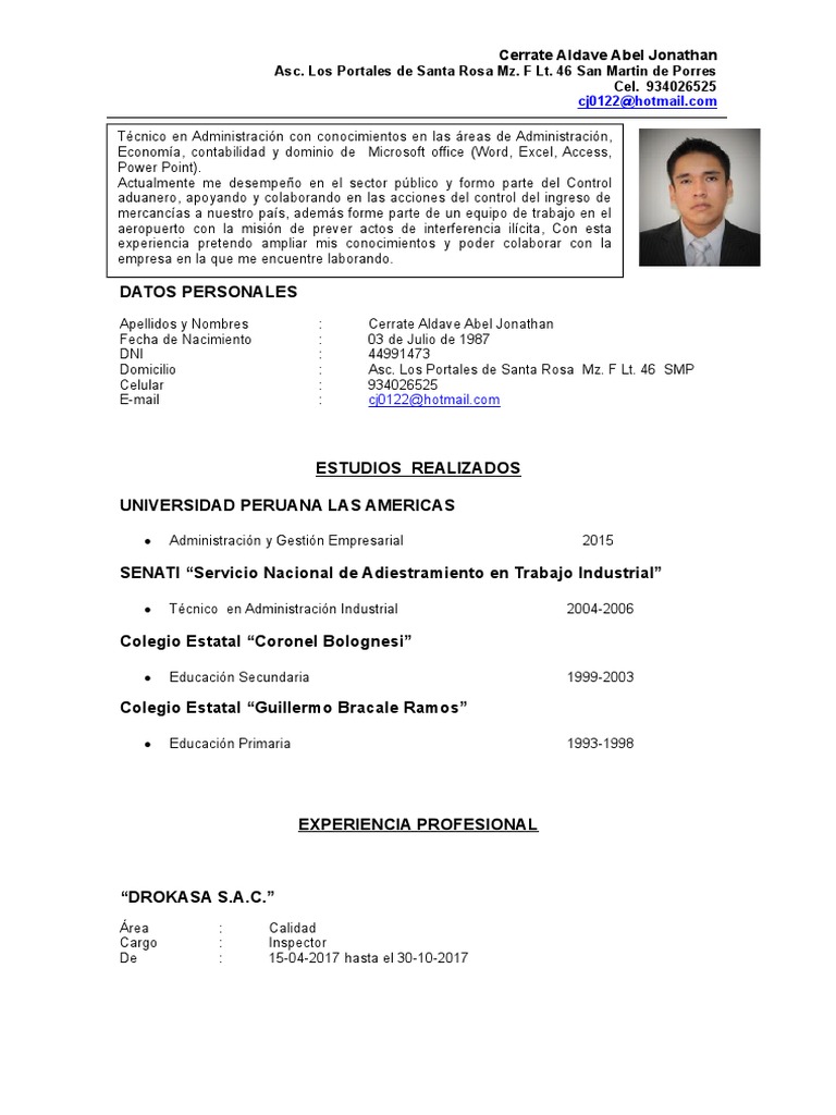 CV Abel 2018 | PDF | Calidad (comercial) | Business