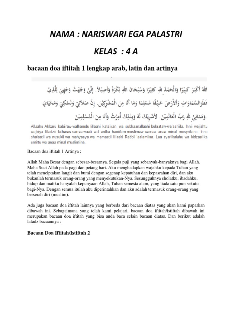 Bacaan Doa Iftitah Lengkap dan Artinya | PDF