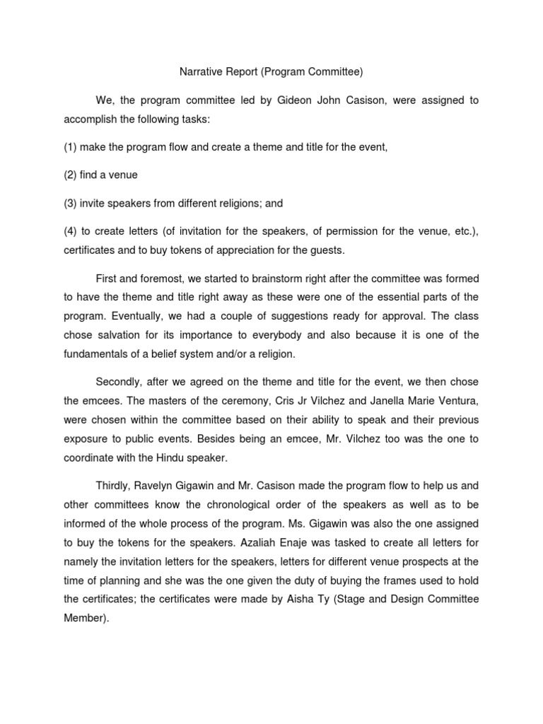Program Committee Narrative Report | PDF