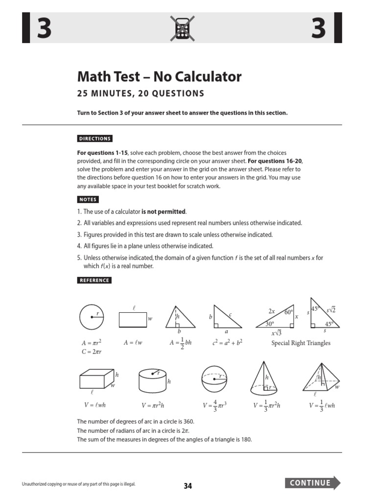 SAT Diagnostic Test | PDF | Sat | Triangle